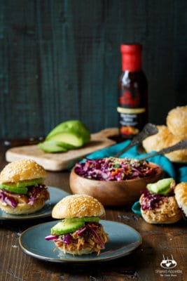 Slow Cooker Spicy Asian Chicken Sliders - Shared Appetite