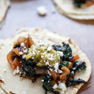 Swiss Chard and Onion Tacos