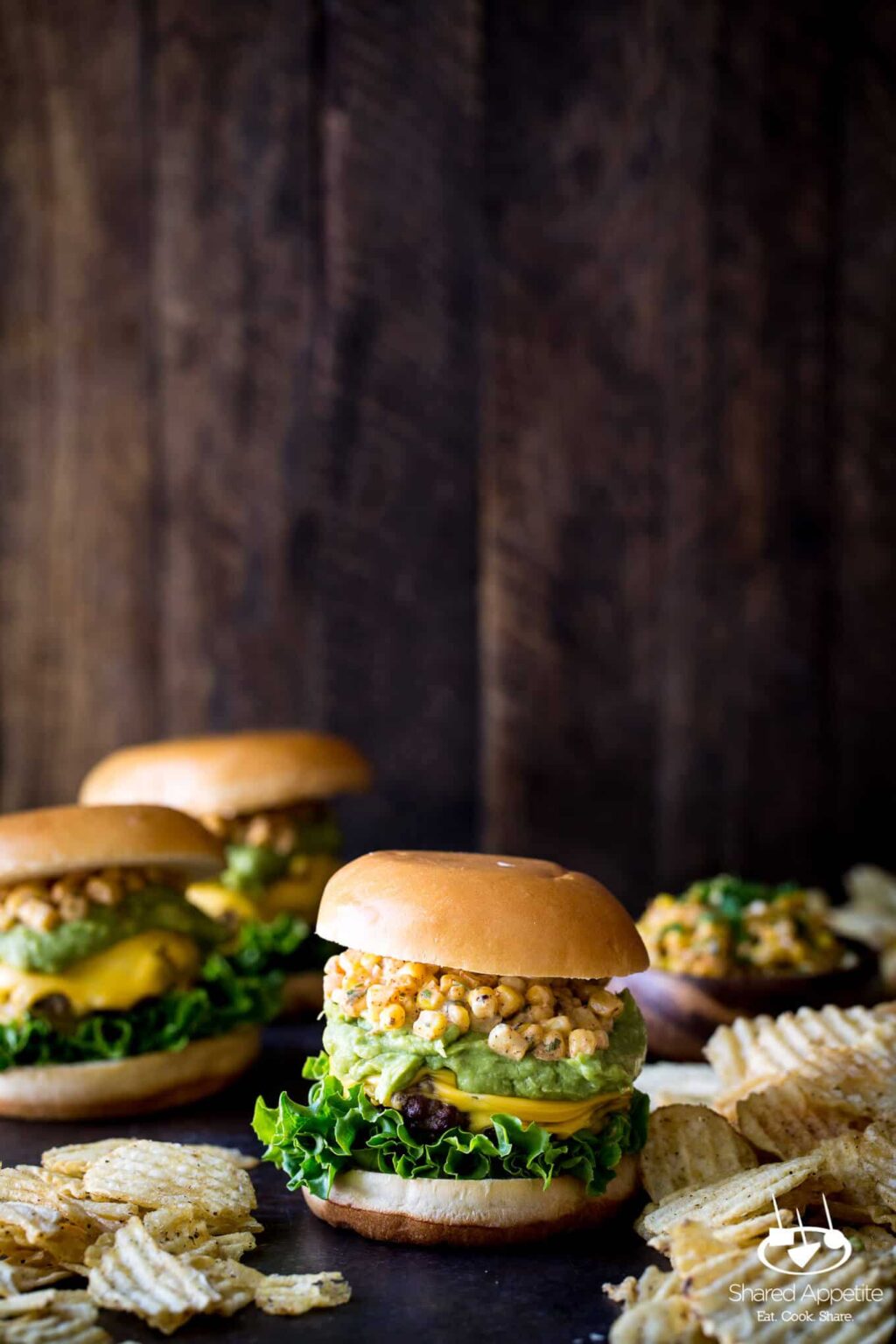 Mexican Street Corn Burgers with Guacamole - Shared Appetite