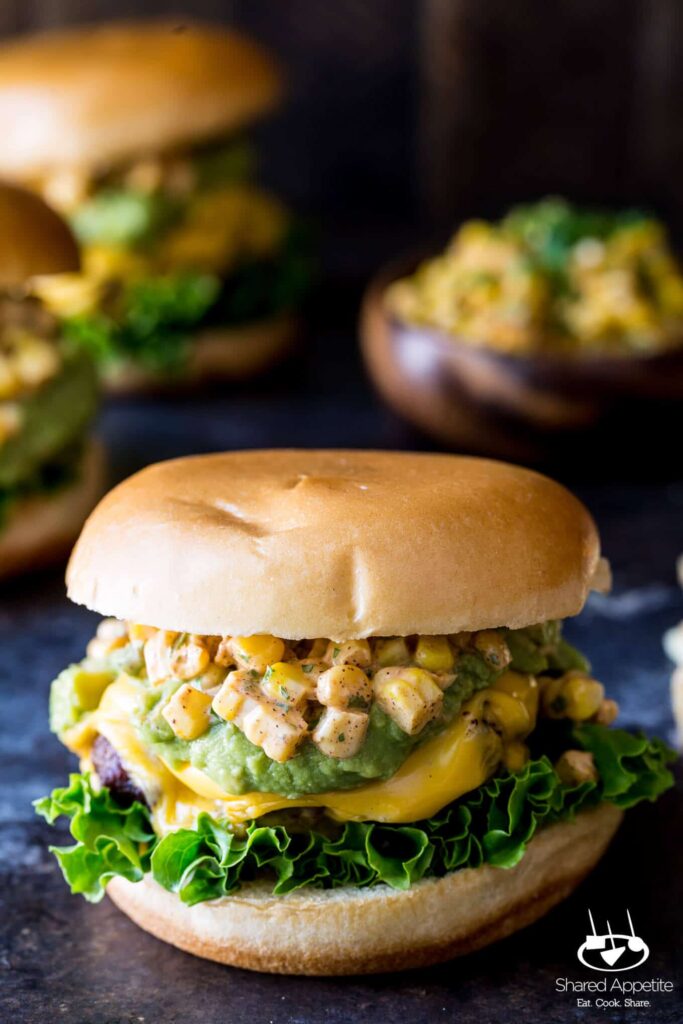 Mexican Street Corn Burgers with Guacamole - Shared Appetite