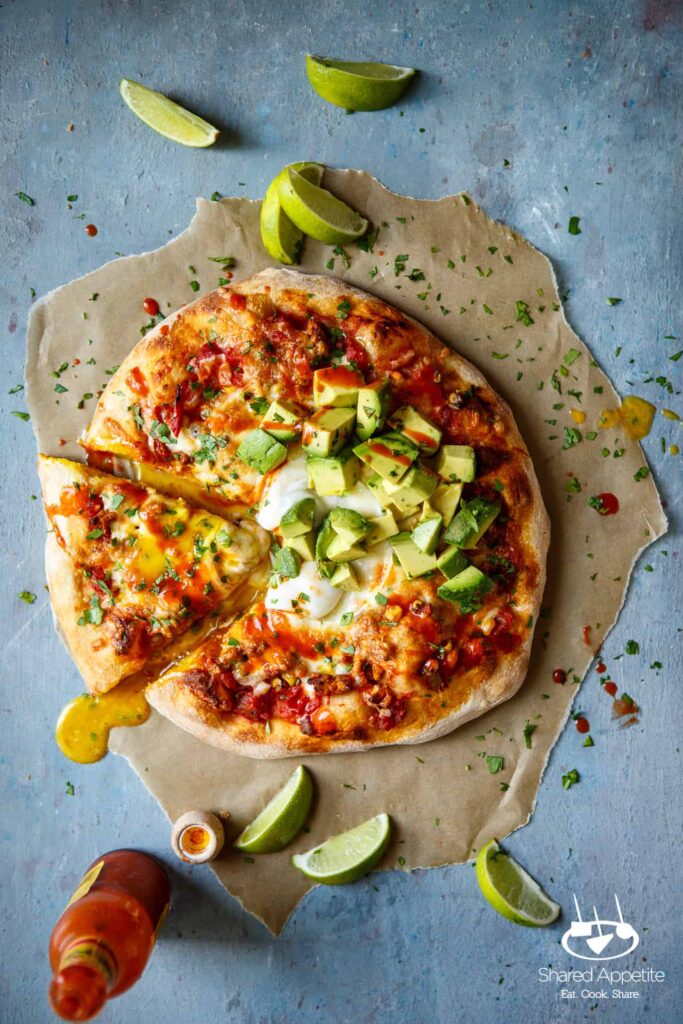 Huevos Rancheros Pizza with Turkey Chorizo